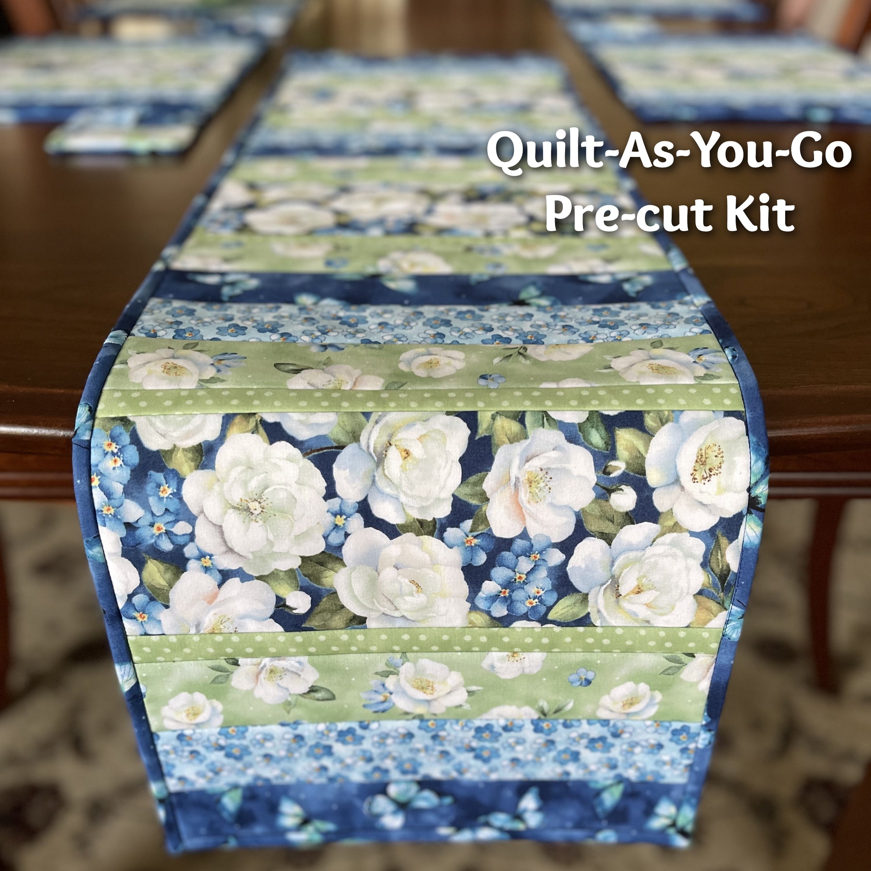 Blue Harmony 12"x42" Quilt-As-You-Go Table Runner Kit — Polonia Designs